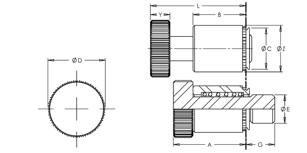 TCH - Self-Clinching Panel Fastener, Plunger - Spring Return, Steel ...